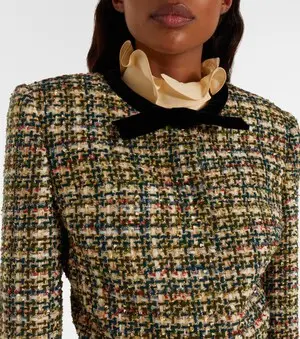 Valentino Garavani Velvet-trimmed Lamé Tweed Jacket - Multicoloured