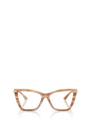 JIMMY CHOO Cat-Eye Eyeglasses Striped Havana Glitter Brown