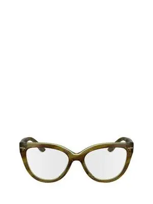 Calvin Klein Calvin Klein Cat-Eye Eyeglasses Striped Brown / Yellow