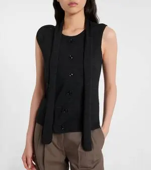 LEMAIRE Asymmetric Tie-neck Wool-blend Vest