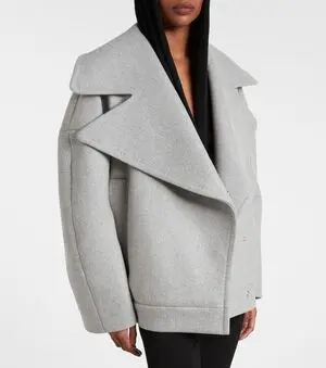 Balmain Oversized Wool And Cashmere Pea Coat