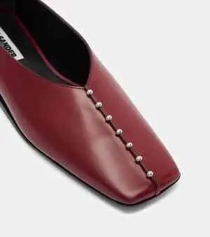 JIL SANDER Embellished Leather Ballet Flats - Red