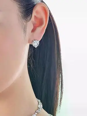 ANABELA CHAN 14k White Gold Diamond Heart Earrings