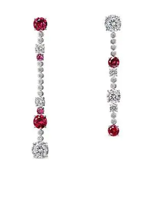 ANABELA CHAN 14kt White Gold Vermeil Ruby And Diamond Earrings - Silver