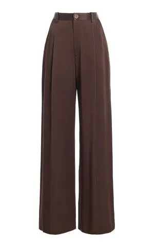 Lapointe Relaxed Pleated Satin Trousers - Brown