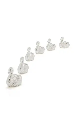 MODA DOMUS Set-of-six Swan -plated Place Card Holders - Silver
