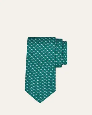 FERRAGAMO Whale-Print Neck Tie Fverde