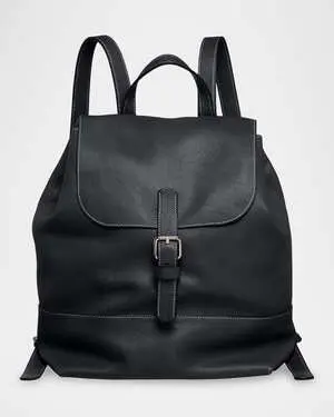 Giorgio Armani Pebble Leather Flap-top Backpack - Navy
