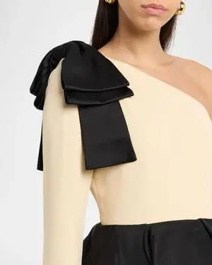 Valentino Garavani One-shoulder Column Gown With Peplum - Multicolor