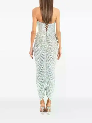 ANA RADU Sequin-embellished Ruched Midi Dress