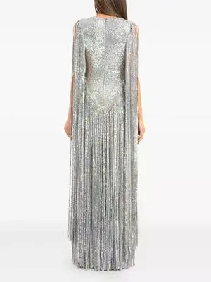 ANA RADU Sequin-embellished Fringed Maxi Dress