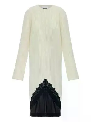 JIL SANDER Lace-panel Midi Dress