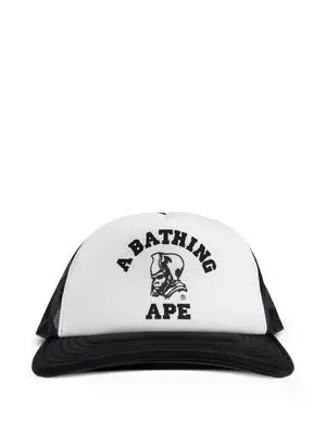 A BATHING APE Logo Camouflage Trucker Cap - White