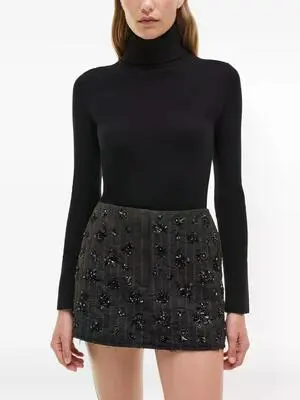 Simkhai Striped Embellished Mini Skirt - Grey