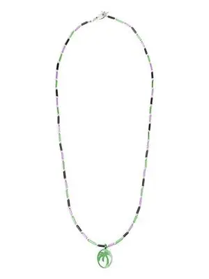 Palm Angels Palm Motif Beaded Necklace - Silver