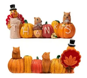 JOYFY Thanksgiving Pumpkin Resin Turkey Figurin Es Centerpiece - One-color