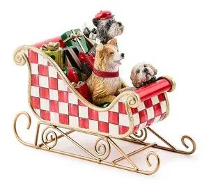 MACKENZIE-CHILDS Check It Out Dog Sleigh Figurine - One-color