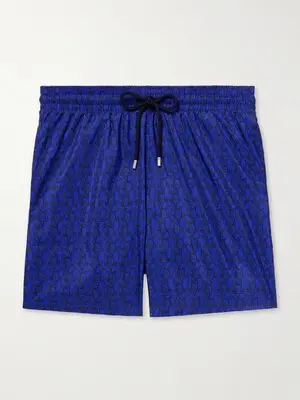 Vilebrequin Straight-leg Mid-length Printed Swim Shorts - Blue
