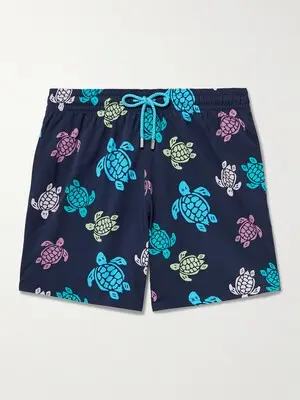 Vilebrequin Moorise Straight-leg Mid-length Printed Recycled Swim Shorts - Blue
