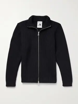 S.N.S. HERNING Virgin Wool Zip-up Cardigan - Blue