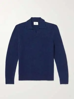 Nn07 Recycled-Wool Blend Polo Sweater Navy