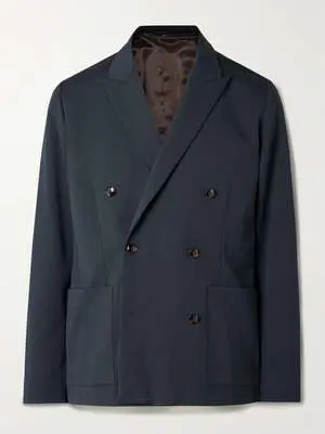 Nn07 Jordin 10002 Double-breasted Wool-blend Twill Blazer - Navy