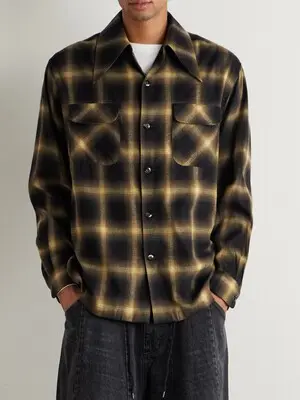 Kapital Kountry Camp-collar Checked Cotton-blend Flannel Shirt - Black