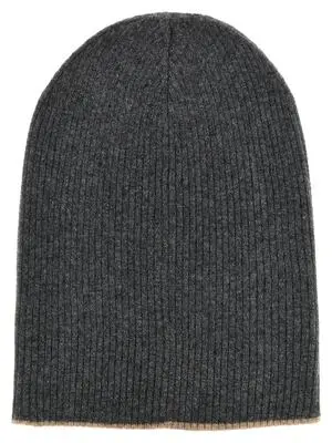 Brunello Cucinelli Reversible Ribbed Beanie Gray