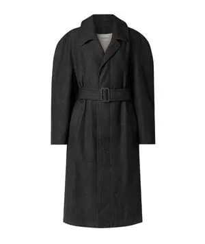 LEMAIRE Belted Wool And Cotton-blend Coat - Dark Gray