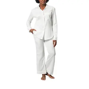 MATOUK Nocturne Egyptian Cotton Pajama Set - Bone/white
