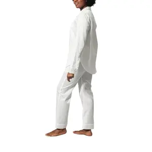 MATOUK Nocturne Egyptian Cotton Pajama Set - Bone/white