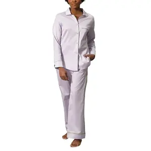 MATOUK Nocturne Egyptian Cotton Pajama Set - Violet/grass