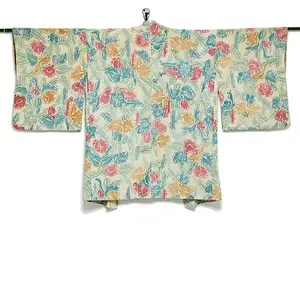 Vintage Wgaca Pastel Silk Batik Kimono Haori - Multi