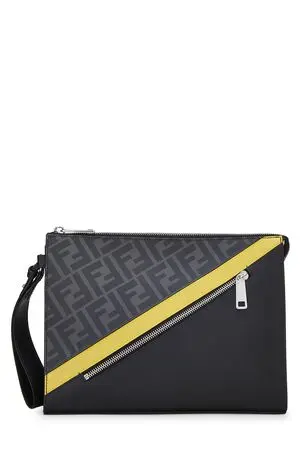 Fendi Zucca Coated Canvas Clutch - Black