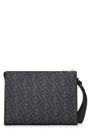 Fendi Zucca Coated Canvas Clutch - Black