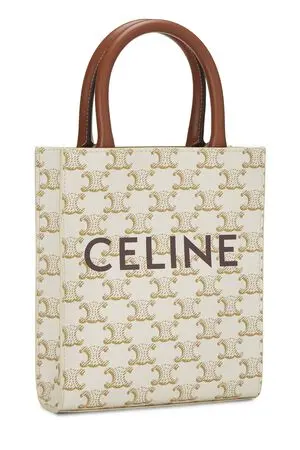 Celine Triomphe Coated Vertical Cabas - White