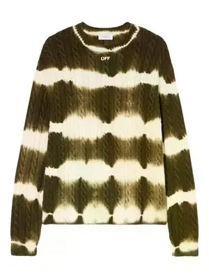 Off-White Cable-knit Tie-dye Crewneck - Green