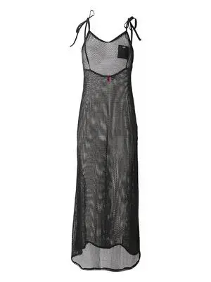 Hugo Halterneck Mesh Maxi Dress - Black