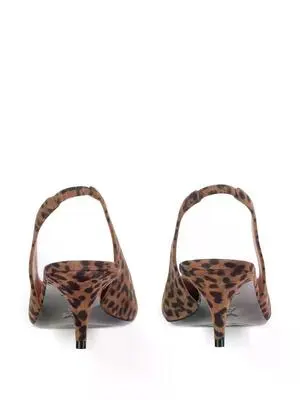 Amina Muaddi 55mm Anok Animal-print Slingback Pumps - Brown