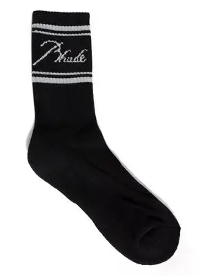 Rhude Striped Logo Socks - Black