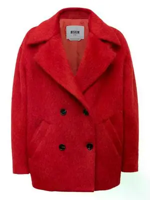 MSGM Double-breasted Coat - Red