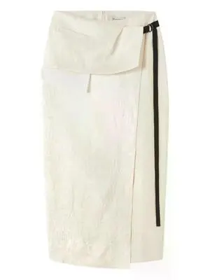 LEE MATHEWS Textured Belted Wrap Skirt - Neutrals