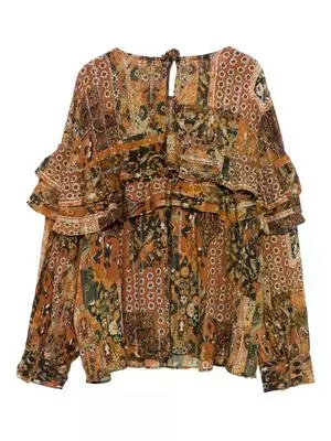 Ba&sh Floral-pattern Ruffled Blouse