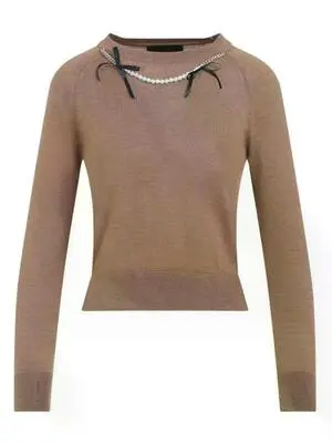 Simone Rocha Sweater With Pearl Chain And Bow Detail