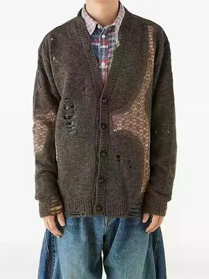 KHOKI Lace Distressed Cardigan