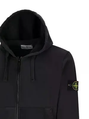 Stone Island Hooded Zip-up Top - Black