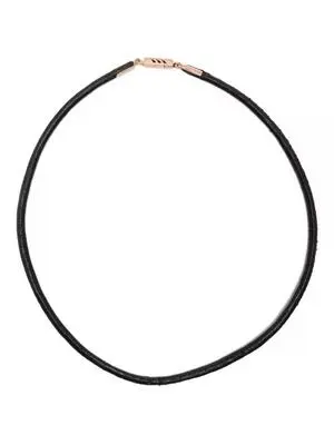 DEZSO 18k Rose Gold Enamel Necklace - Black