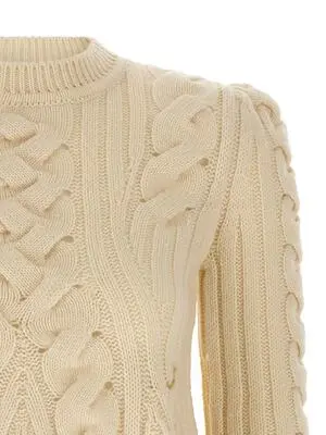 Alexander McQueen Peplum Cable Sweater - White