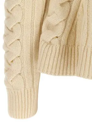 Alexander McQueen Peplum Cable Sweater - White