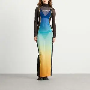 Casablanca Mesh Printed Gradient Maxi Dress